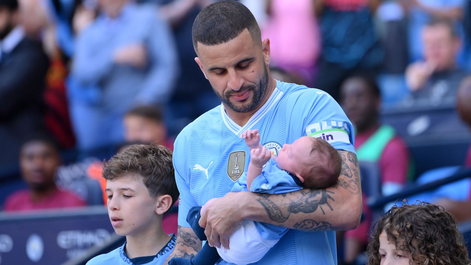 Beim Spiel: Kyle Walker bekam süße Unterstützung von Familie